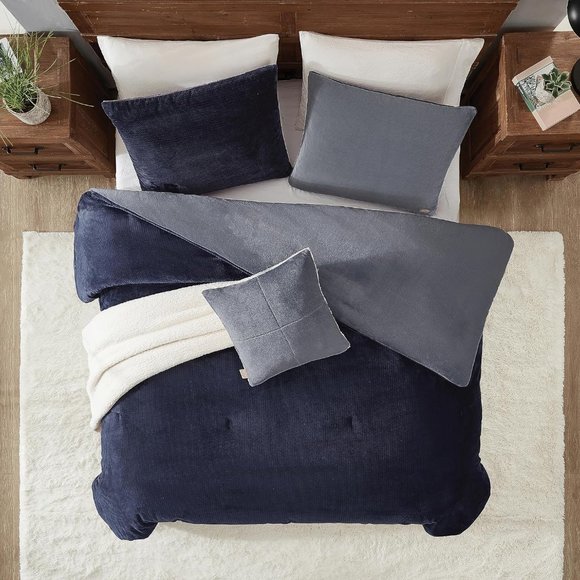 UGG | Bedding | Ugg Brody 5pc Reversible King Comforter Set Navy Blue ...